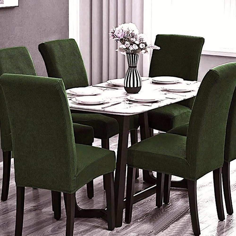 Set Huse Scaune, 6 Piese, cu Elastic , Verde , HS6S191-020 - Patul Ideal